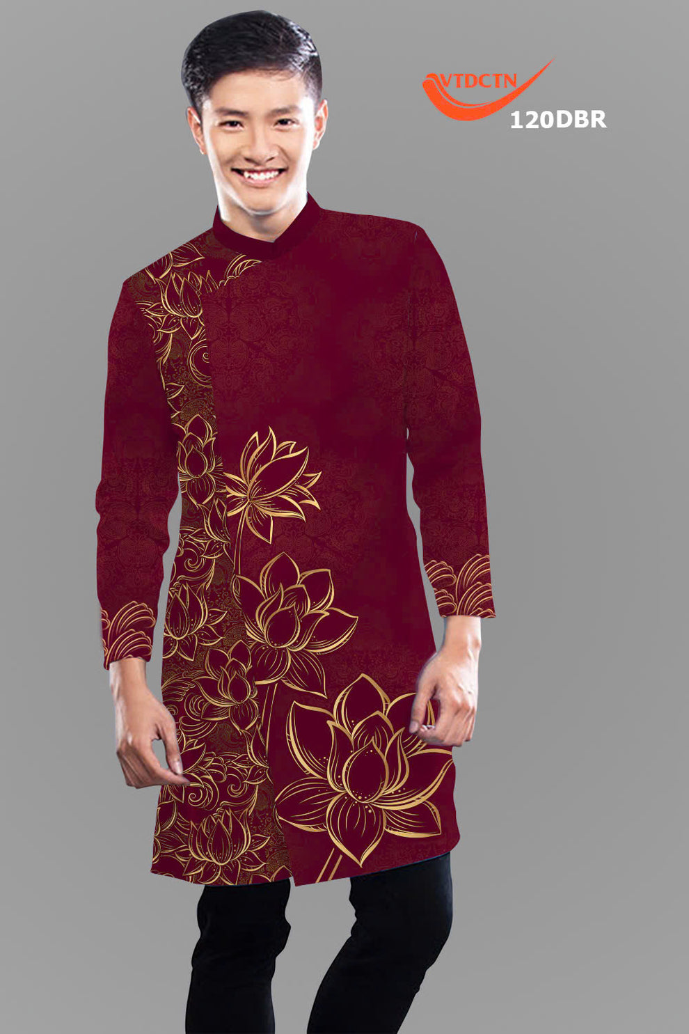 Pre-order Red Traditional Ao Dai For Men - 3D Printed Ao Dai Men – Ao ...